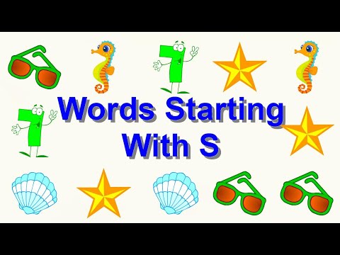 Words starting with S, Star, Sunglasses, Seven, Alphabet Flashcards, Learn ABC, Phonics and Sounds