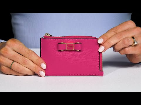 Kate Spade New York Morgan Bow Embellished Saffiano Leather Zip Card Holder SKU: 9799510