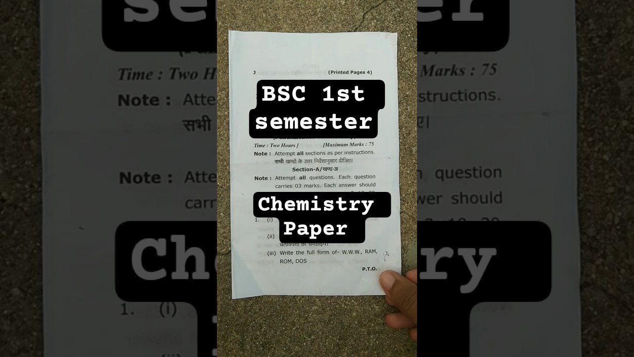 BSC 1st semester chemistry paper 2024 #bsc1styearchemistry#motivation