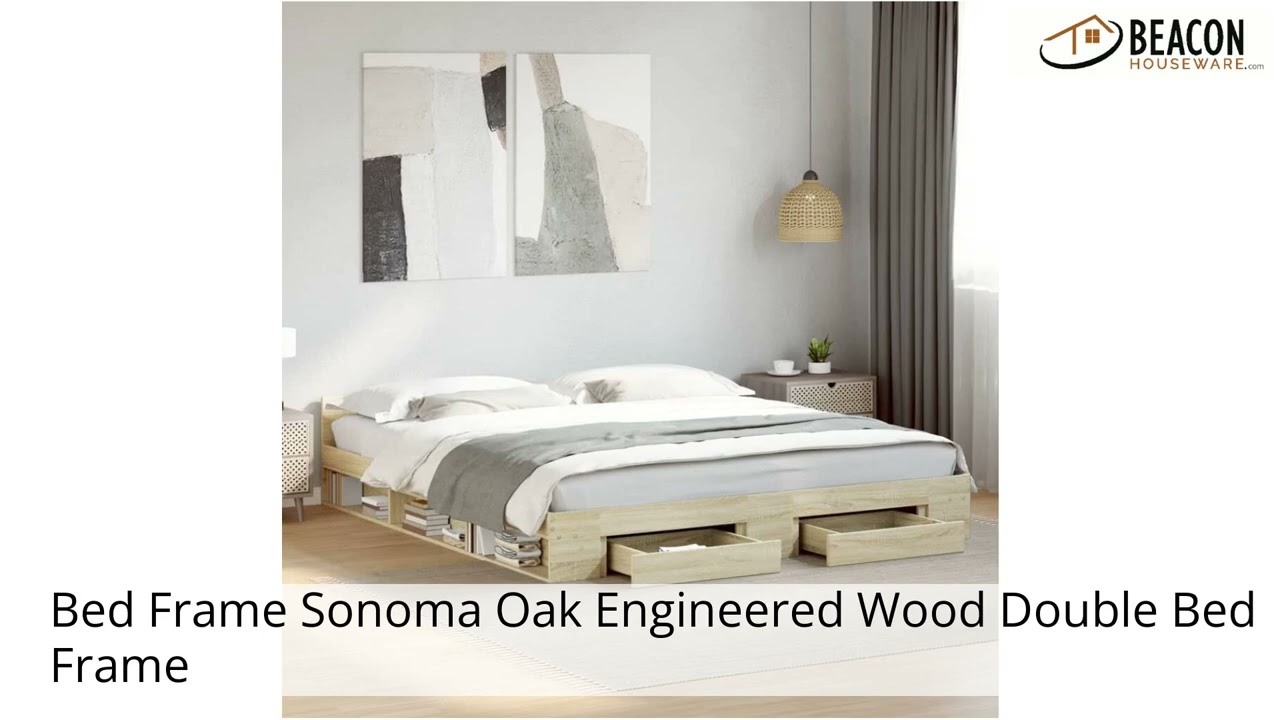 Bed Frame Sonoma Oak Engineered Wood Double Bed Frame