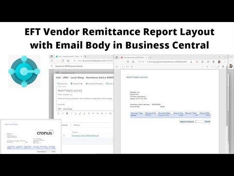 EFT Vendor Remittance Report Layout with Email Body in Business Central