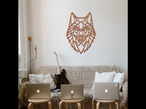 Geometric Animal Wolf Rusty Metal Steel Hanging Wall Art Decor