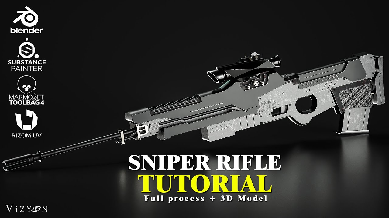 Sniper rifle / 3D Model + Full Tutorial (DEMO)