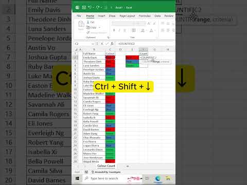 Count color Using COUNTIF Function | #exceltech #excelspreadsheettips