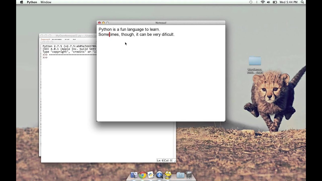 A notepad program written in Python with Pygame PART 1