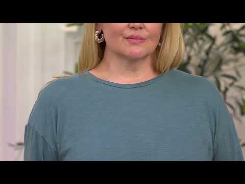 LOGO by Lori Goldstein 100% Cotton 3/4 Sleeve A-Line Top on QVC