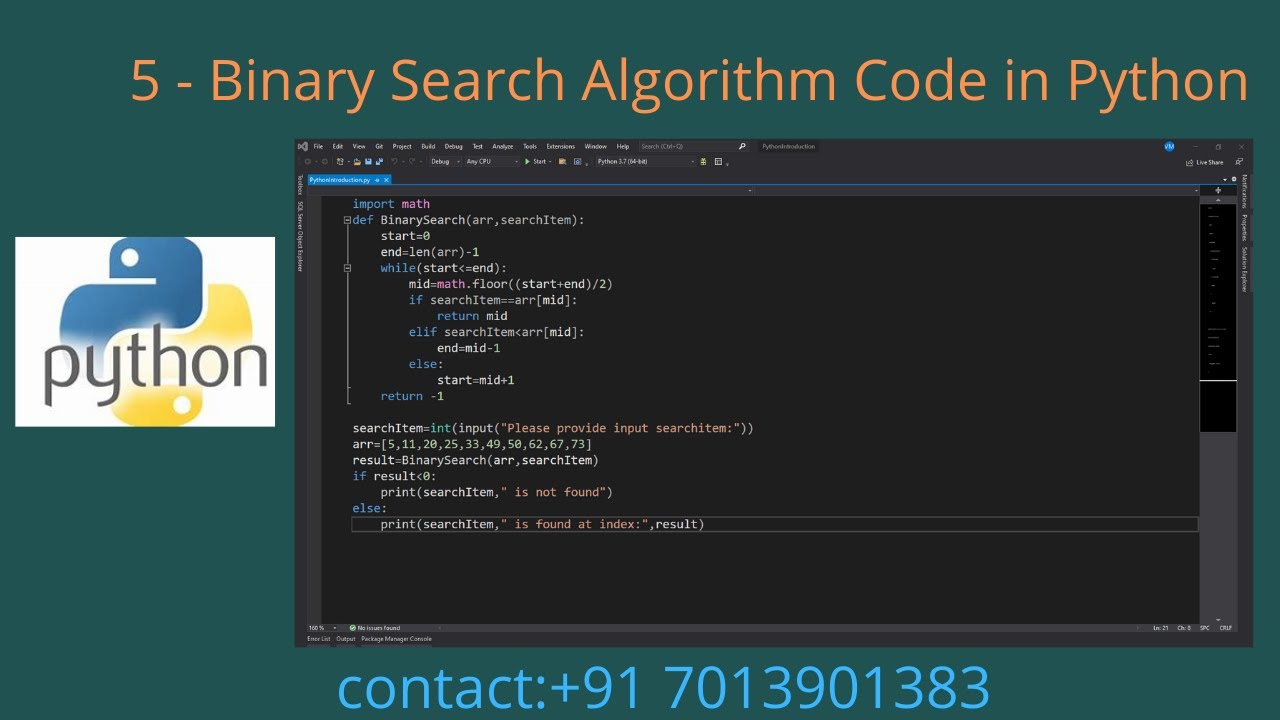 5 - Binary Search Algorithm Code in Python