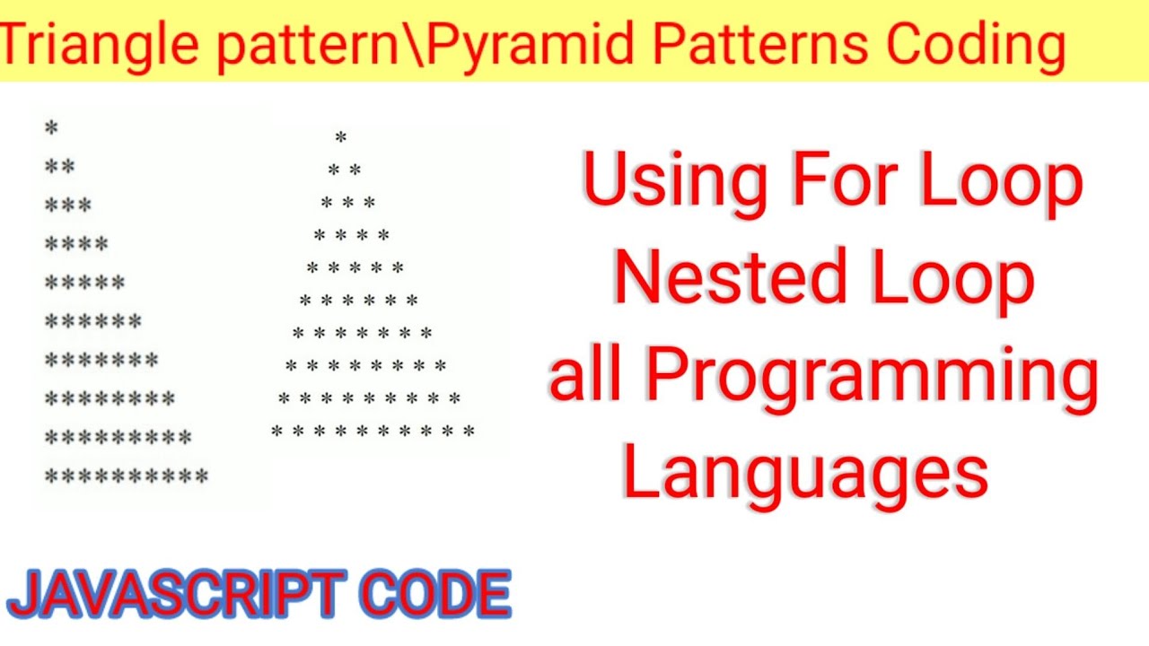 Pyramid Pattern #javascript #triangle pattern #All Pattern Coding #pattern Print Programming