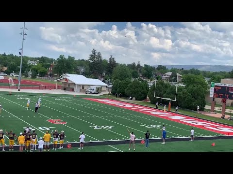 Sheridan's Ty Gilbertson with a Shrine Bowl record 51-yard field goal on Saturday.