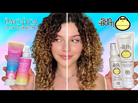 DRUGSTORE, VEGAN & CRUELTY-FREE CURLY HAIR PRODUCT BATTLE | Pacifica vs Sun Bum Review
