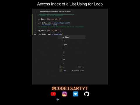 Access Index of a List Using for Loop in Python | Python Examples | Python Coding Tutorial
