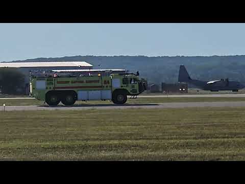 Rescue 4 driving Runway 18 at TVC Cherry Capital Airport in Traverse City MI 7/29/23