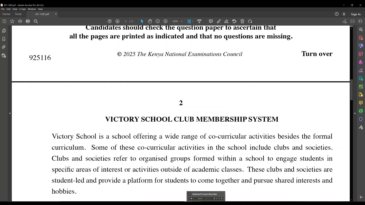 KCSE 2025 COMPUTER PROJECT DATABASE DOCUMENTATION  VICTORY SCHOOL CLUB MEMBERSHIP SYSTEM 0713536330