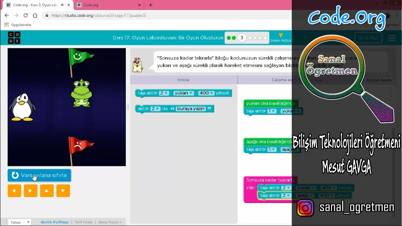 Code.Org Kurs 3 Ders 17 Oyun Laboratuvarı Bir Hikaye Oluşturun