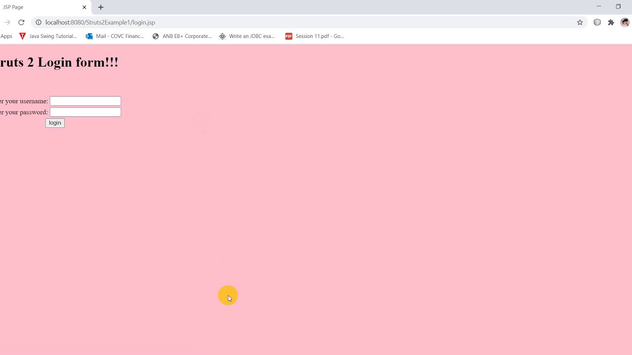 Login example using struts2