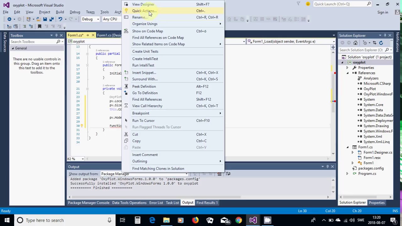 5 C# install oxyplot and plot simple functions