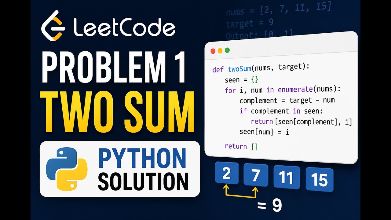 Two Sum LeetCode Problem 1 Python Solution | No voice
