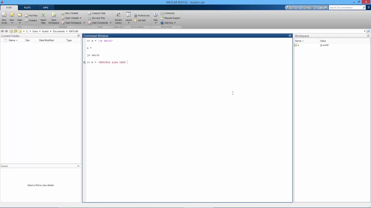 How to Create a String as a Variable in MATLAB. [HD]