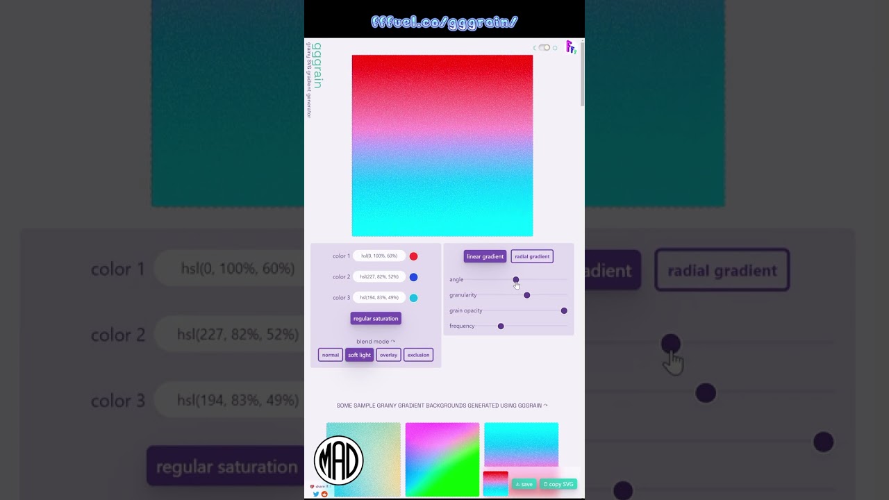 Grainy SVG Gradient Generator | Free SVG Generators For Creators