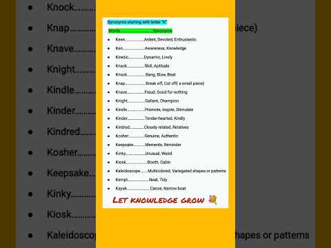 Synonyms in English|| Similar words starting with letter "K"#youtubeshorts #shorts