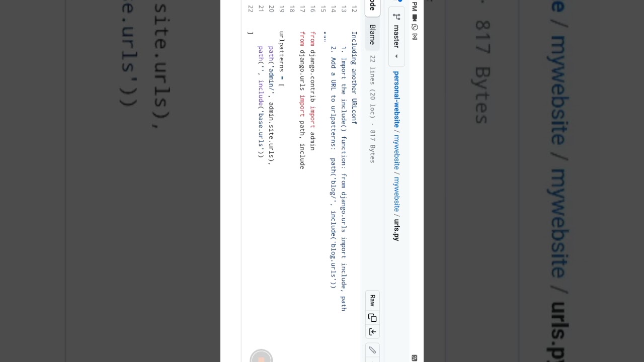 python code using django GitHub code