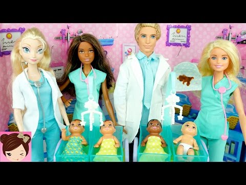 New Barbie Baby Doctor - Dr. Elsa & Anna Take Care of Babies at Hospital Playset