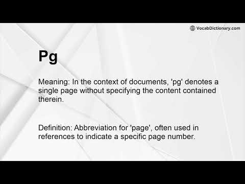 Pg Meaning