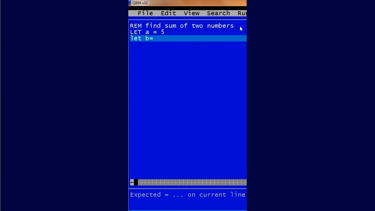 Qbasic program to calculate sum of 2 nos #qbasic #learning