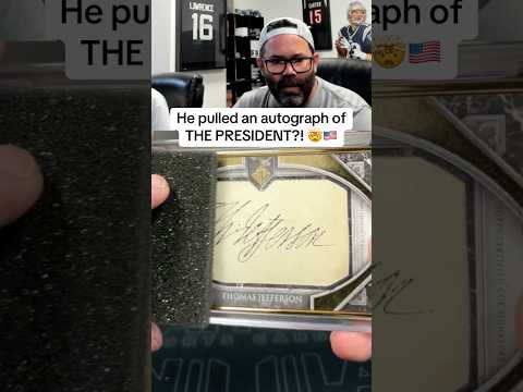 An autograph card of THE PRESIDENT?!? πΊπΈπ€― He pulled a 1/1 cut signature of Thomas Jefferson! π