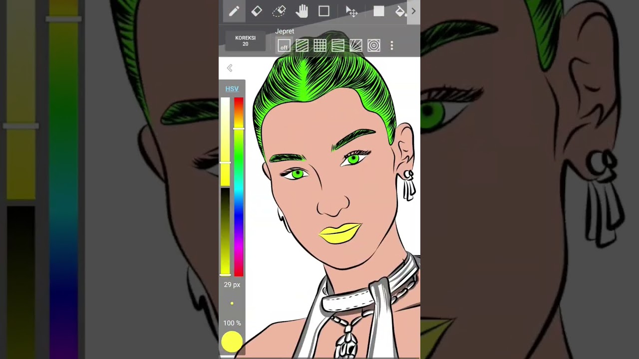 Draw vector women in green hair 💚😍 #shorts #vector #illustration