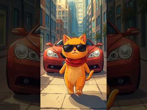 🚗🐱 What if a cat could drive a car? Watch this furry adventure! #ToonTales