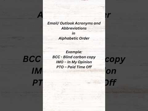 Acronyms Used in Emails or Outlook #youtubeshorts