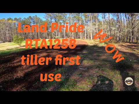 Landpride RTA1258 tiller first use #kubota #landpride #rta1258 #countrylife #tractor