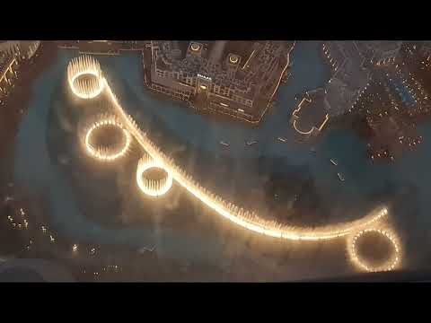 The Dubai Fountain Water Show from the Top of the Burj Khalifa 2022, Downtown Dubai water Fountains