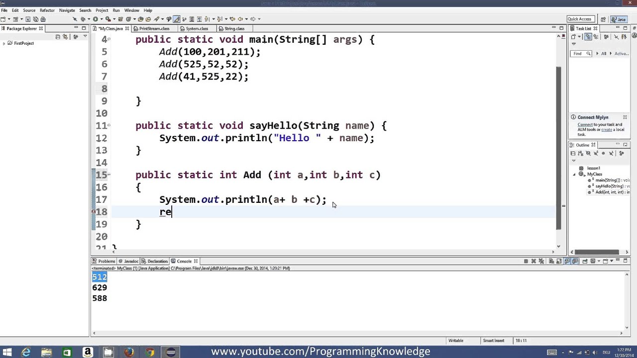 Java Tutorial For Beginners 17 - Parameter passing and Returning a Value from a Method