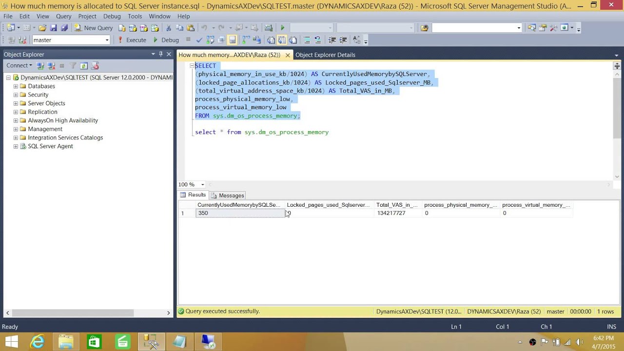 SQL Server DBA Tutorial 143-How to Find out How Much Memory is Allocated to SQL Server Instance