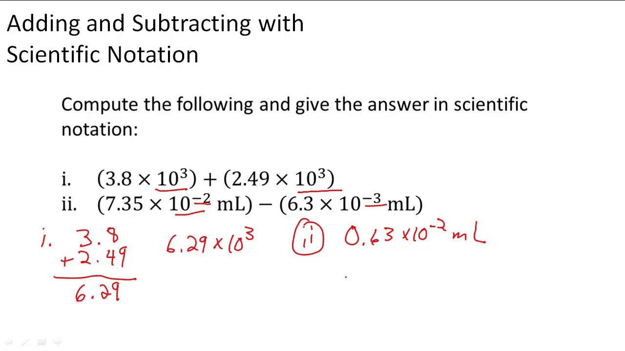 Adding/Subtracting with scientific notation