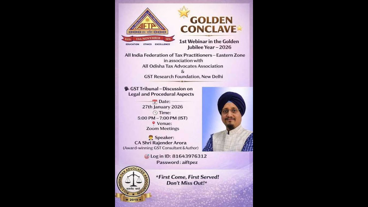 Webinar on GST Tribunal Discussion on Legal and Procedural Aspects by AIFTP (EZ)