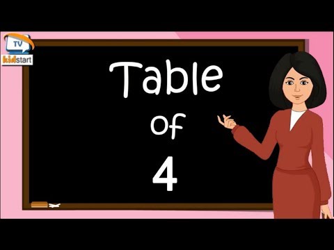 Table of 4, Rhythmic Table of Four, Learn Multiplication Table of 4 x 1 = 4 | kidstartv