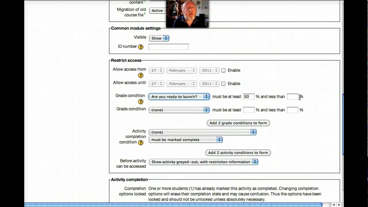 Conditional Activities in Moodle 2 - The Tutor View