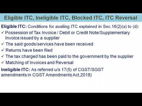 GST Essentials - Introduction to ITC, Eligible, Ineligible ITC