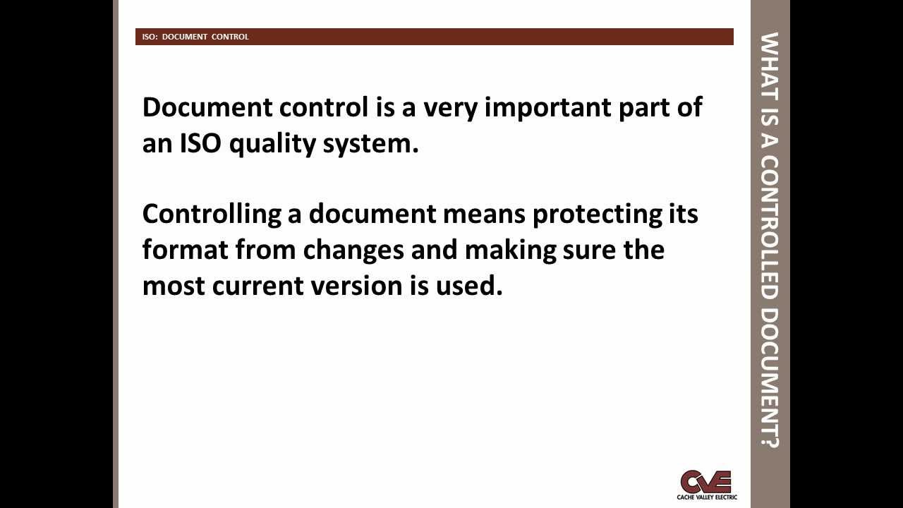 ISO: Control of Documents