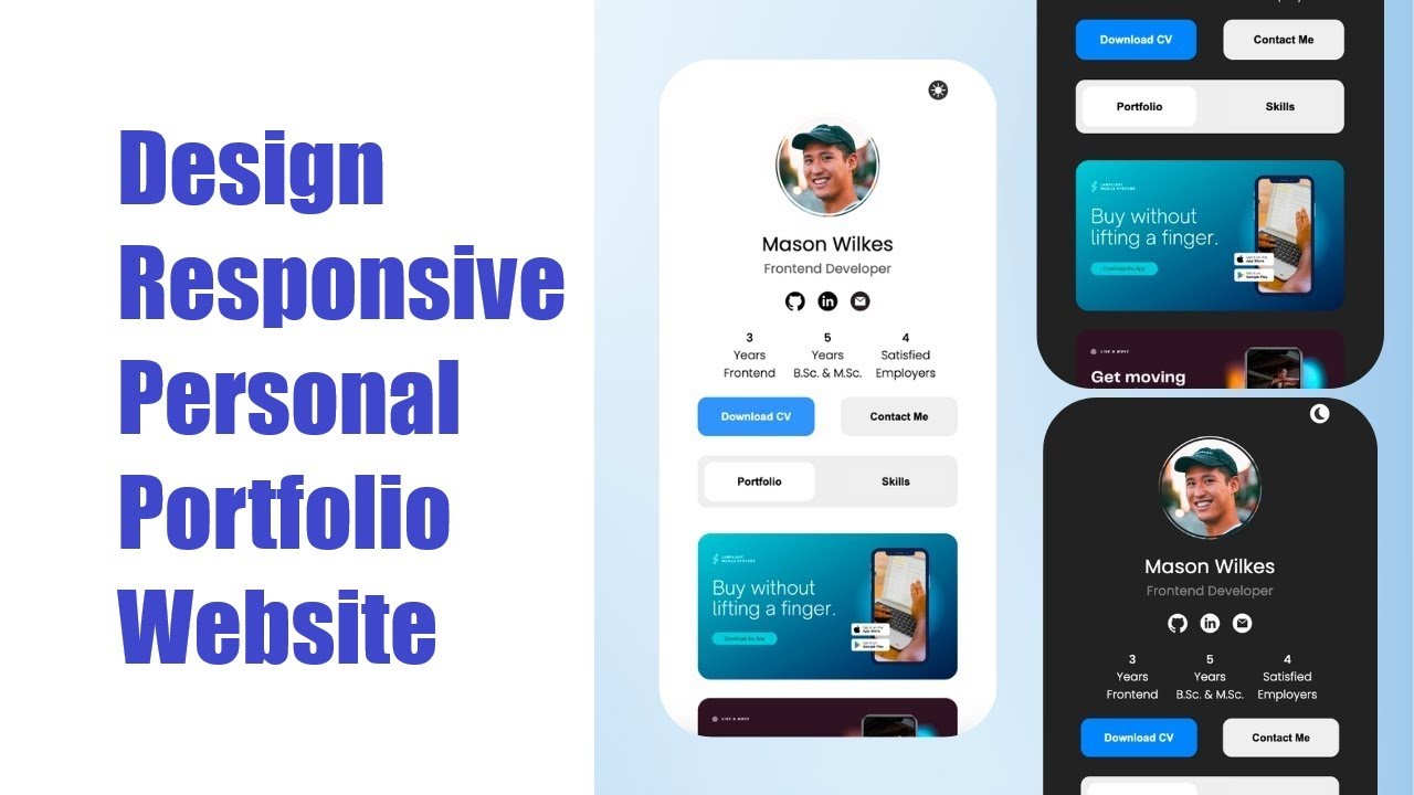 How to Design Responsive Personal Portfolio Website Using HTML CSS and JavaScript | Dark Light Mode