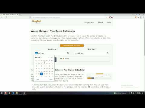 Weeks Between Two Dates Calculator