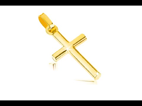 Jewelry – Pendant made of yellow 9K gold - small Latin cross, smooth shiny surface