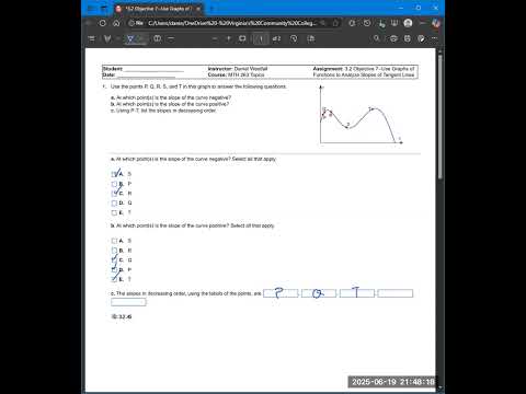 3.2 Objective 7--Use Graphs of Functions to Analyze Slopes of Tangent Lines