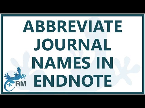 Endnote reference list: How to abbreviate journal names using EndNote