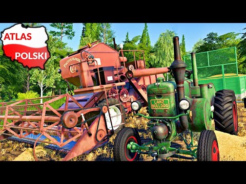 Żniwa - Stary radziecki kombajn. - Kolonia 1990 ☆ FS 19 ☆ Atlas Polski ㋡ Anton
