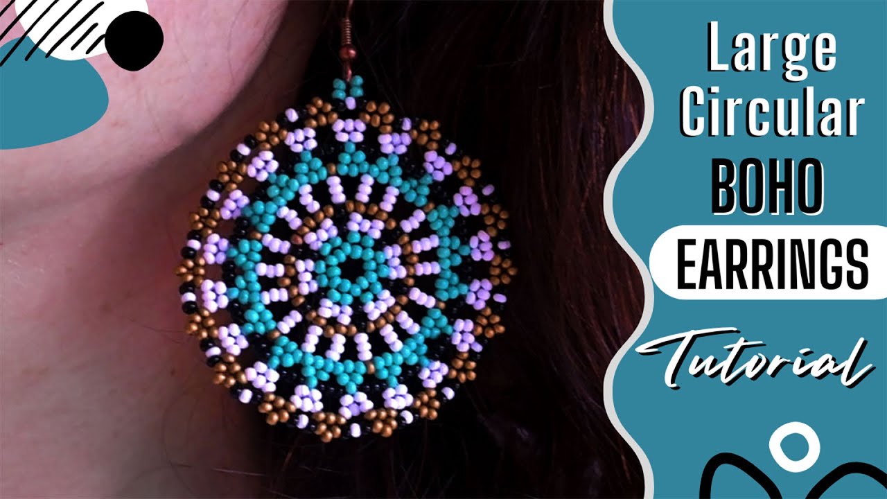 Large Circular Boho Beaded Earrings - Tutorial || DIY