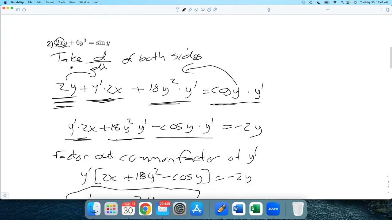 Implicit Differentiation Practice Worksheet Solutions